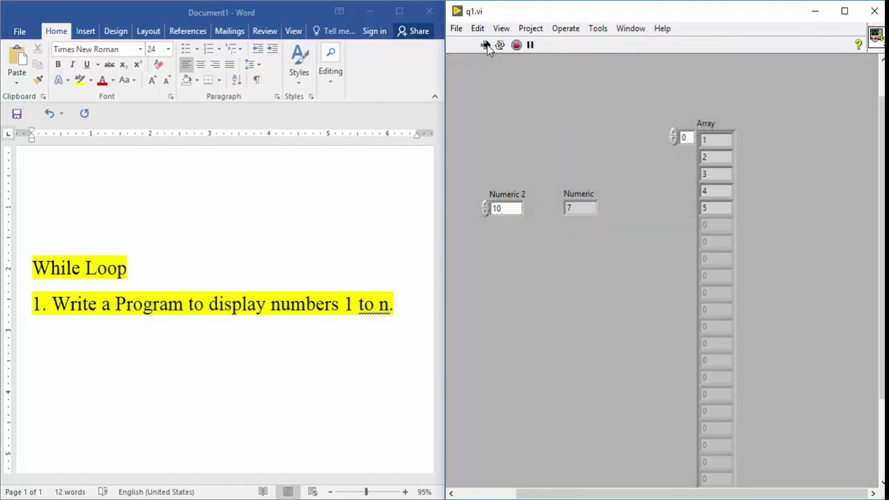 Lab View Sinhala Tutorial 08 Display Numbers 1 To N While Loop සිංහල Youtube