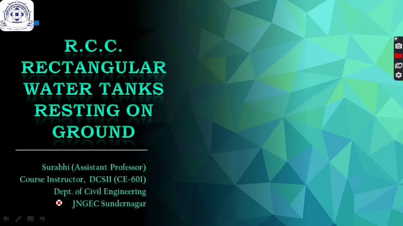 RCC Water Tanks Lecture9:Rectangular Tank resting on ground Part 1 ...