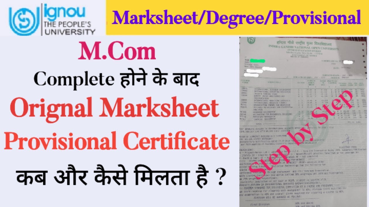 IGNOU M Com Original Marksheet Provisional Certificate ignou-m-com-original-marksheet-provisional-certificate