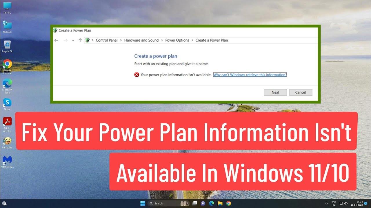 Fix Your Power Plan Information Isn't Available In Windows 11/10 - YouTube