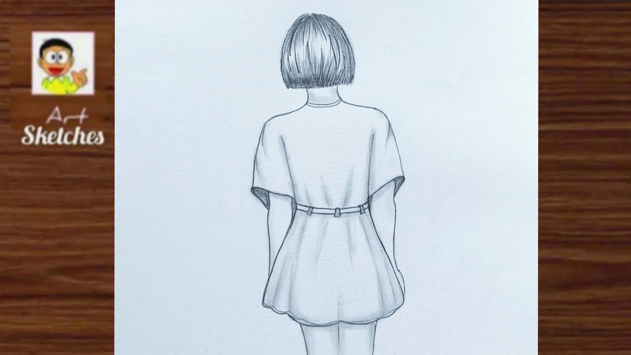 Back Side Girl drawing | Easy drawing for girl | pencil Drawing ...