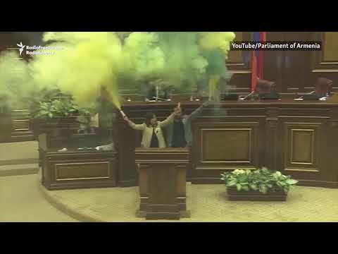 Armenian Lawmakers Set Off Smoke Bombs In Parliament