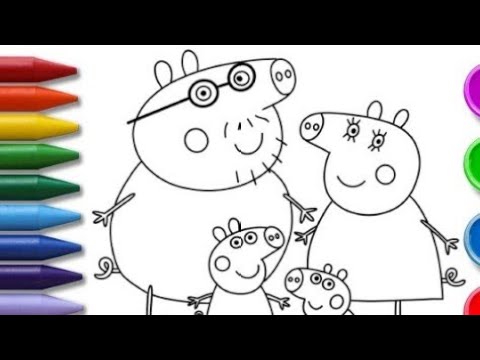 Drawing coloring painting Peppa pig family, Phonics song,abcd song ...