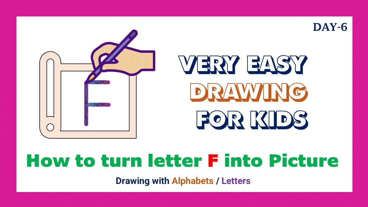Easy Drawing From Alphabets Letters | Drawing With Letter F | Drawing ...