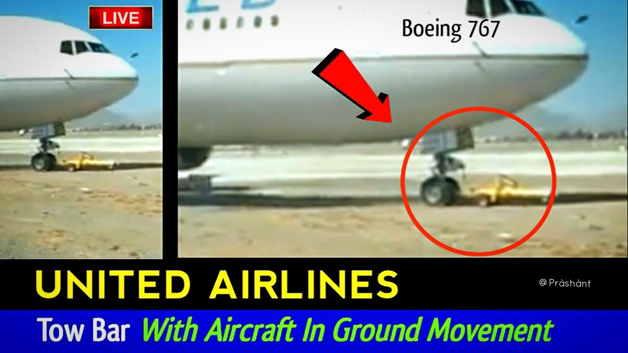 United Airlines B767 Taxied Alone@Chile Airport | Tow Bar With Aircraft ...