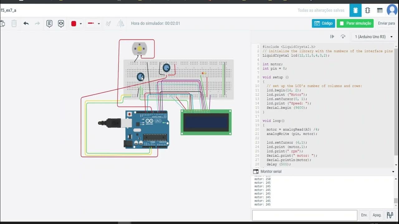Arduíno - Leitura da velocidade do motor (rpm) no display LCD - YouTube
