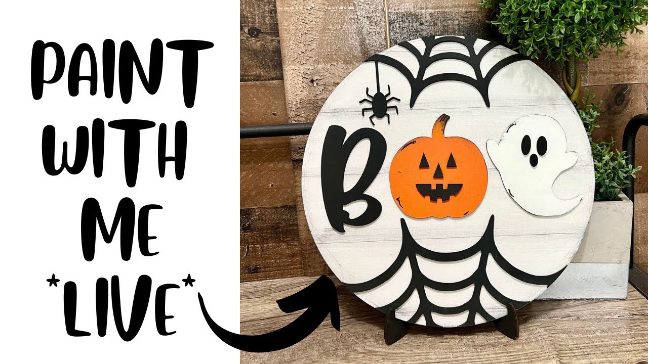 How to Paint a BOO Halloween 3D Wood Sign *LIVE* - YouTube