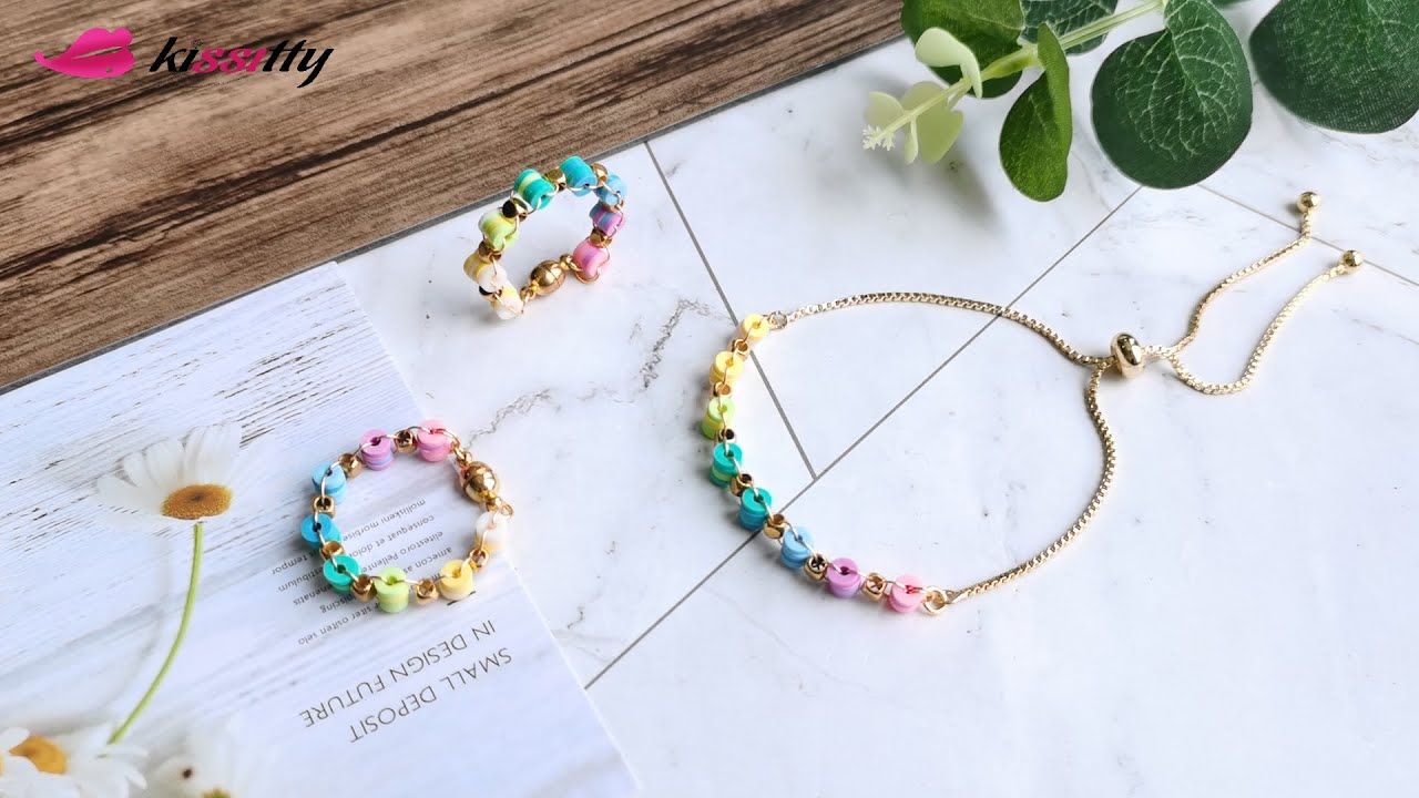 Heishi Beads Bracelet Ring Earrings | Tutorial on Beaded Wrap Jewelry ...