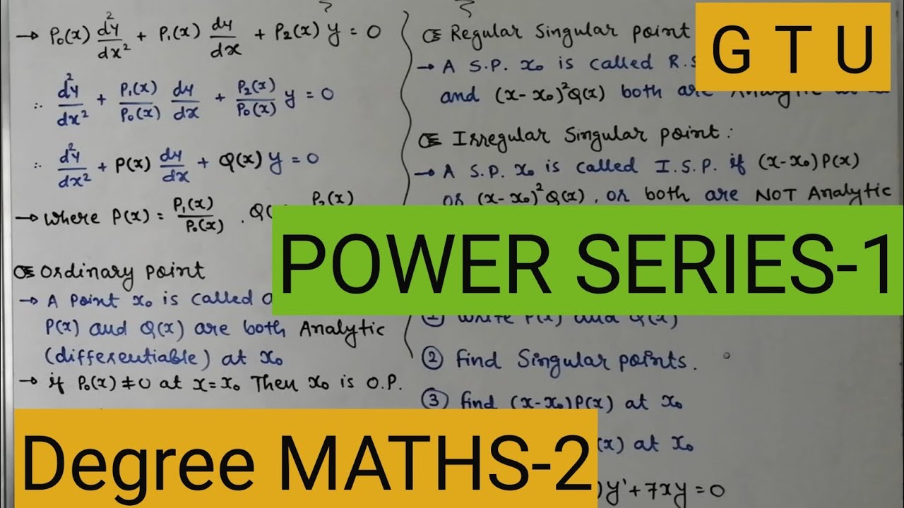 Ordinary and Singular Points | Power Series | GTU Degree Maths-2 | Amit ...
