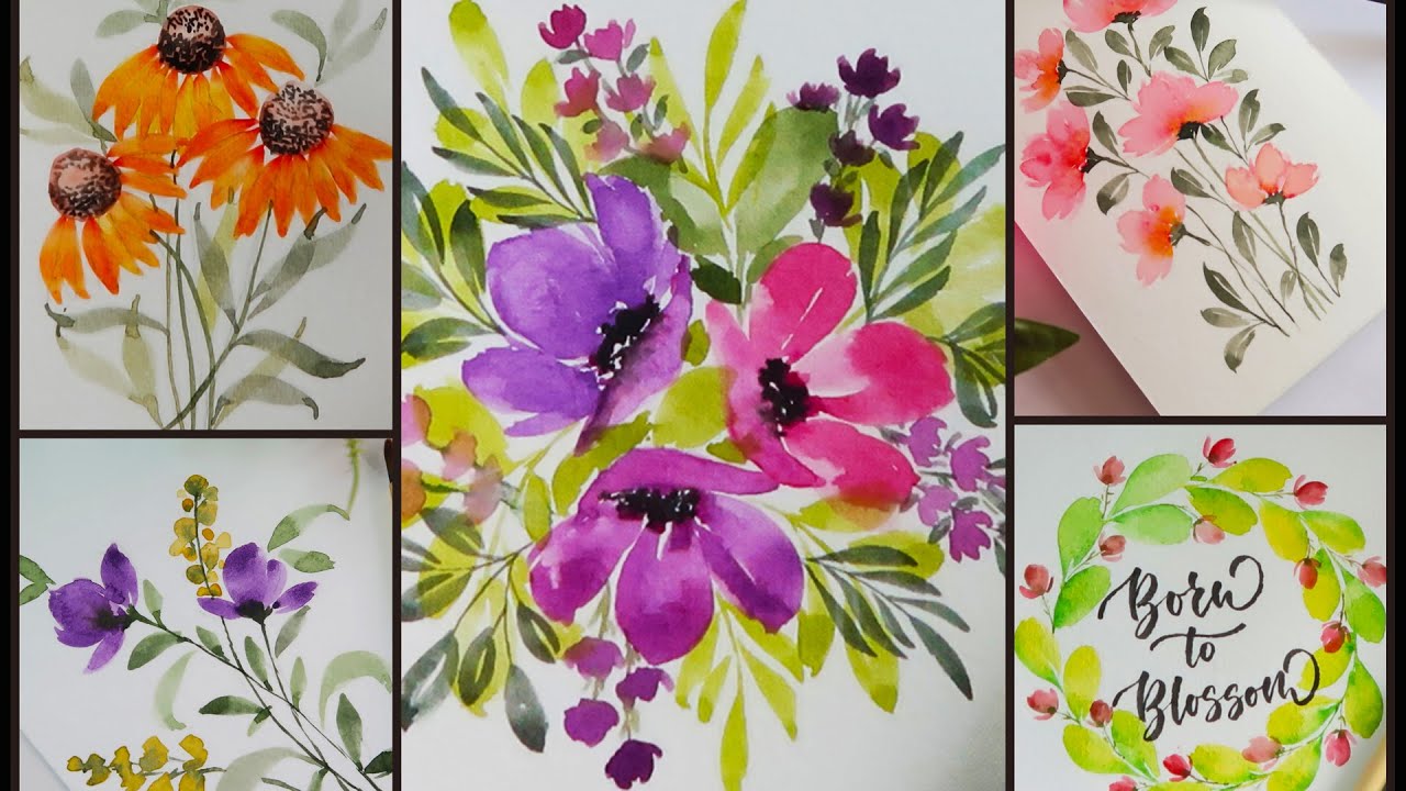 Watercolor Cards Painting Ideas for Beginners ( Part-2) | Doodle ...