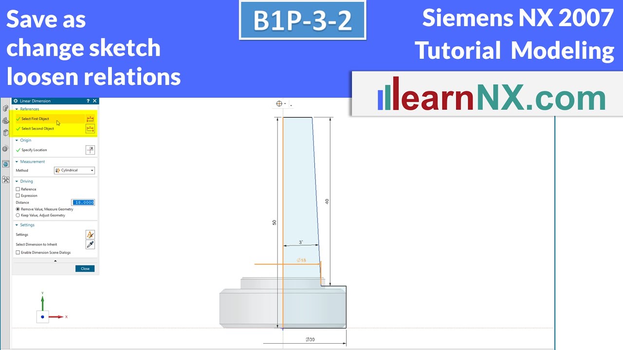 Siemens NX Tutorial | Save as, change sketch and loosen relations - YouTube