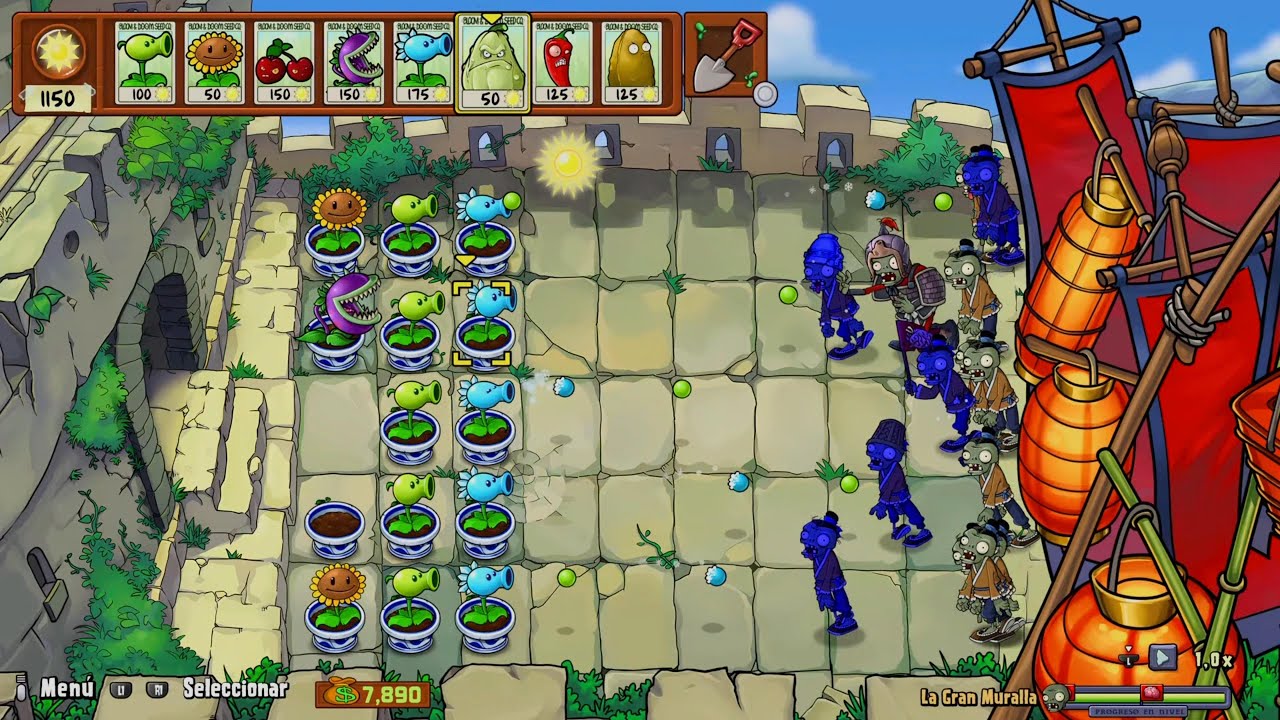 Plants Vs Zombies Replanted - Secret Level China The Great Wall | (PS5 ...