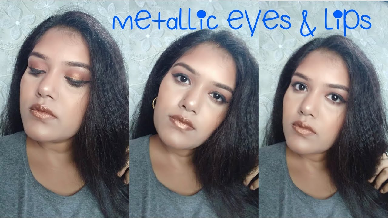 Metallic Bronzed Makeup Tutorial || Dewy makeup for monsoon - YouTube