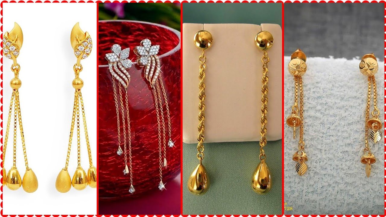Sophisticated Light weight Gold chain earrings stunning delicate gold ...