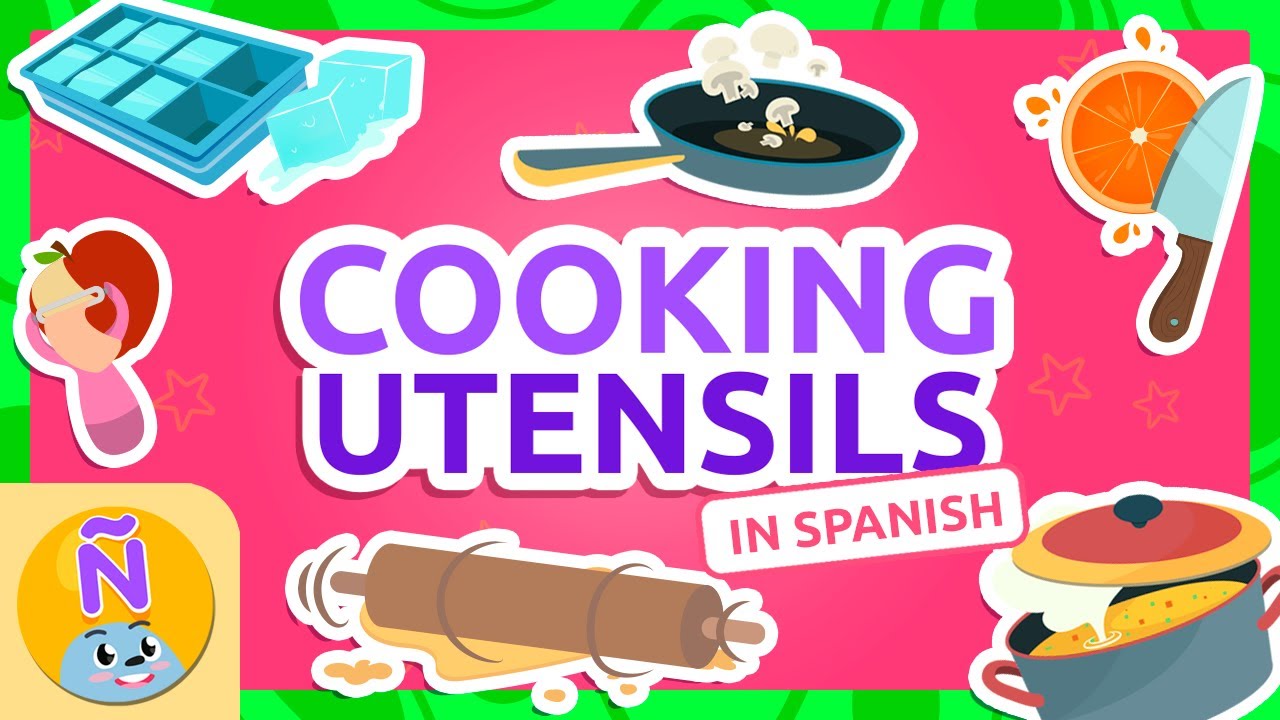 KITCHEN UTENSILS for Kids in Spanish 🔪 Bilingual Spanish Vocab for Kids ...