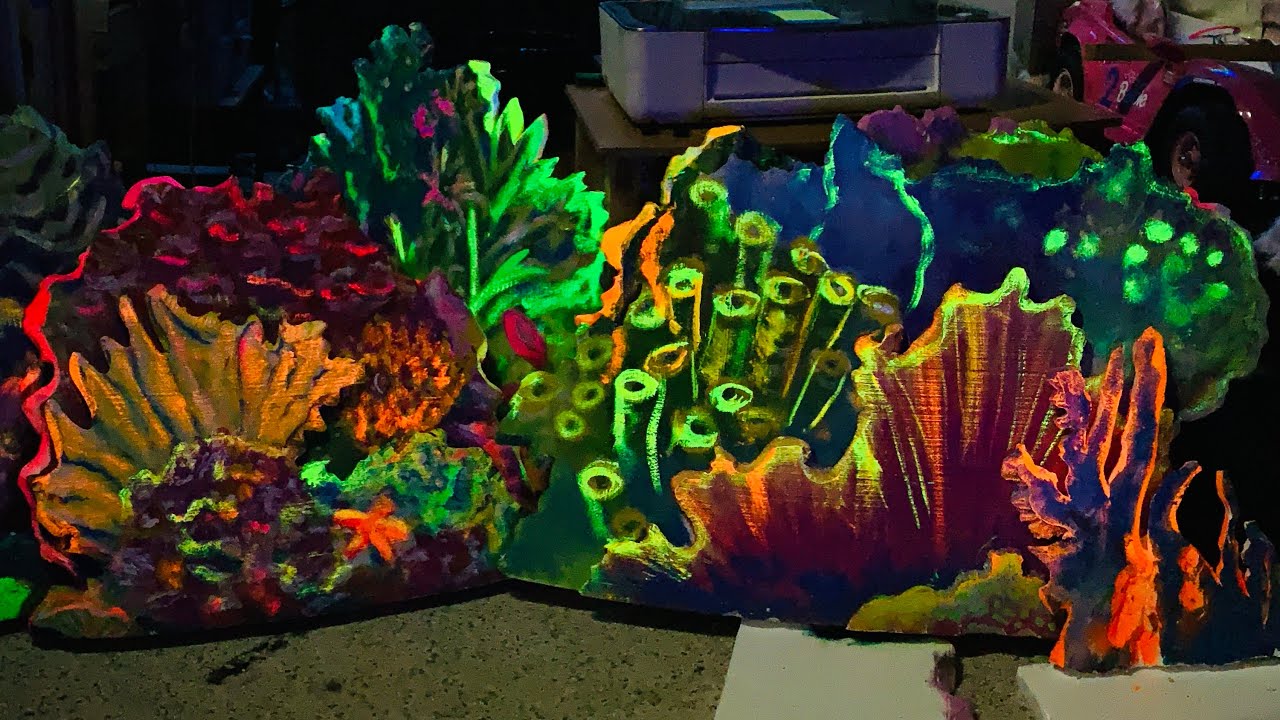 How to Create a Coral Reef Backdrop by Katie Jo that GLOWS under black ...