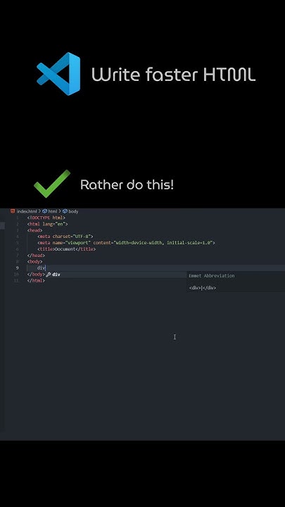 VSCode Tipps || Write faster HTML #programming #coding #javascript #webdevelopment - YouTube