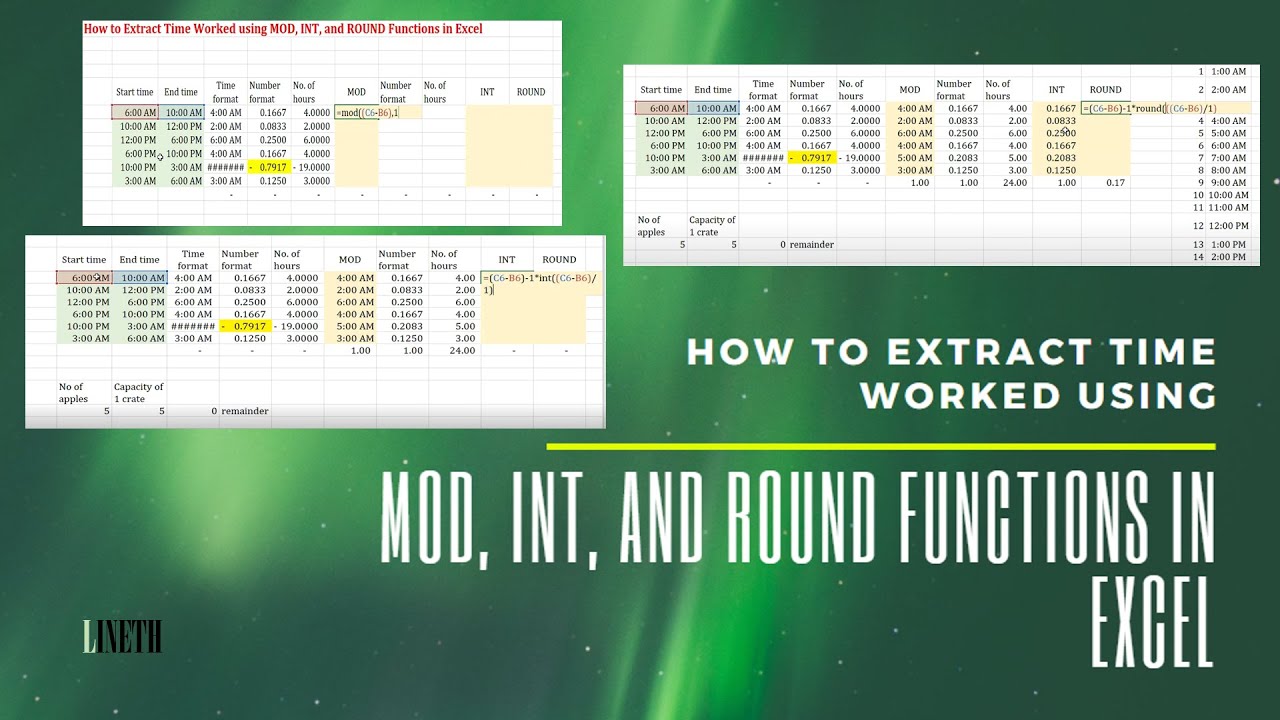 How To Extract Time Worked Using MOD INT And ROUND Functions In Excel How To Extract Time Worked Using MOD INT And ROUND Functions In Excel