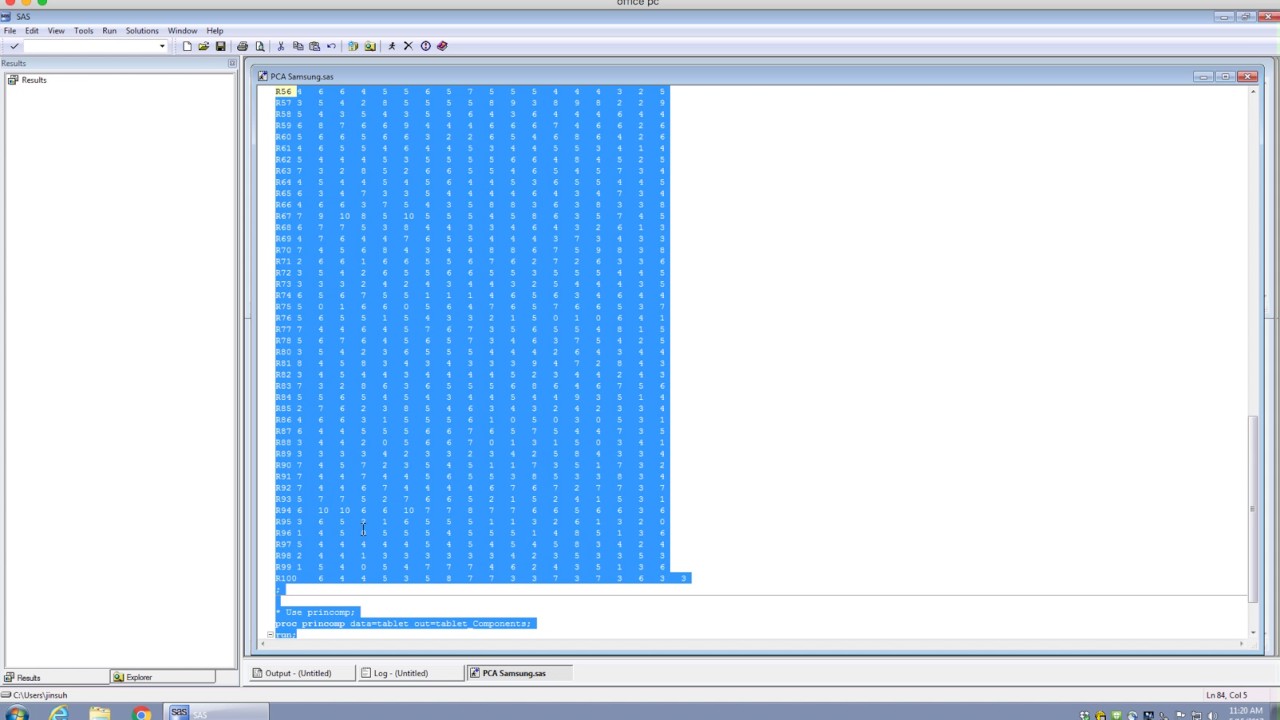 Principal Component Analysis (Factor Analysis) on SAS - YouTube