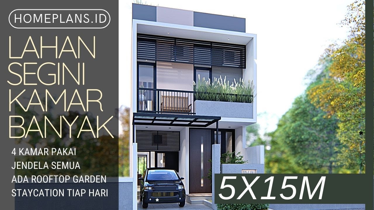 SMALL BUT VERY NICE House Design 5x15m with 4 beds [kode 114D] - YouTube