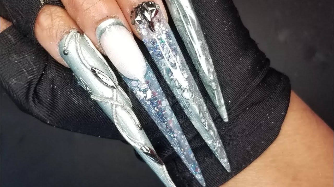 Re-Uploaded Matrix-y Glitter Metallic Nails - YouTube