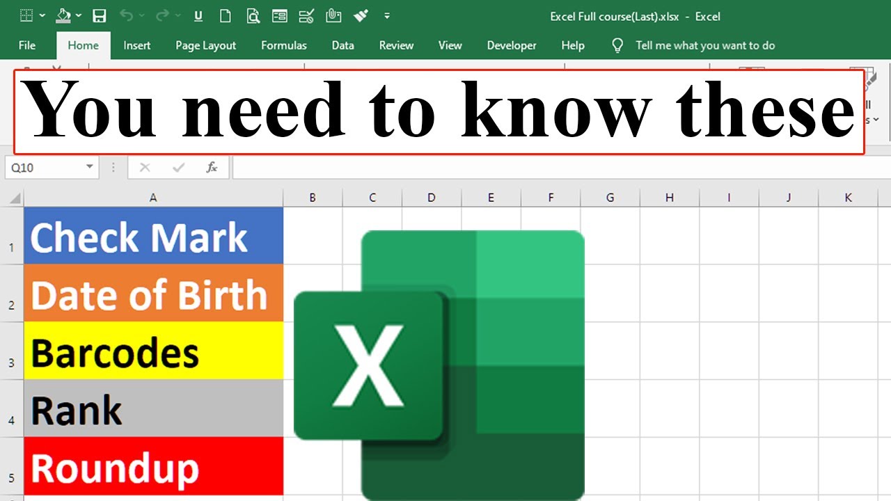 Microsoft Excel Tutorial | You need to know these in Excel - YouTube