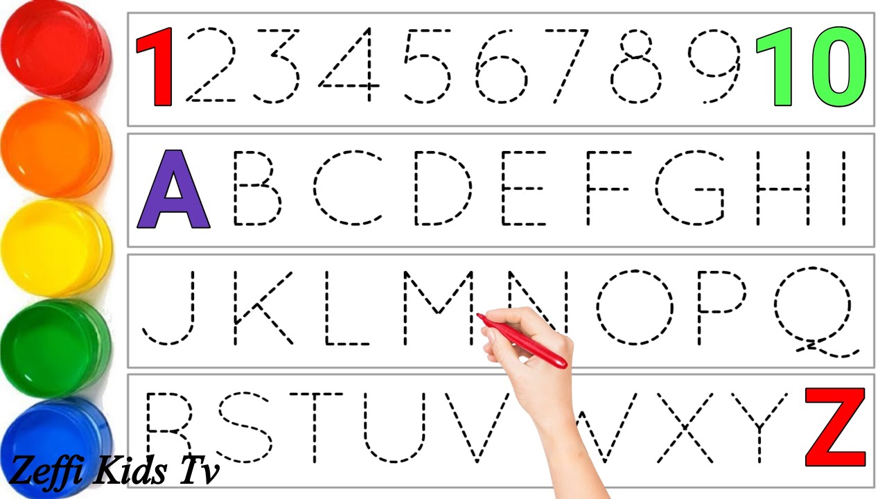 Alphabet & Numbers Drawing, Painting and Coloring for Children Step by ...