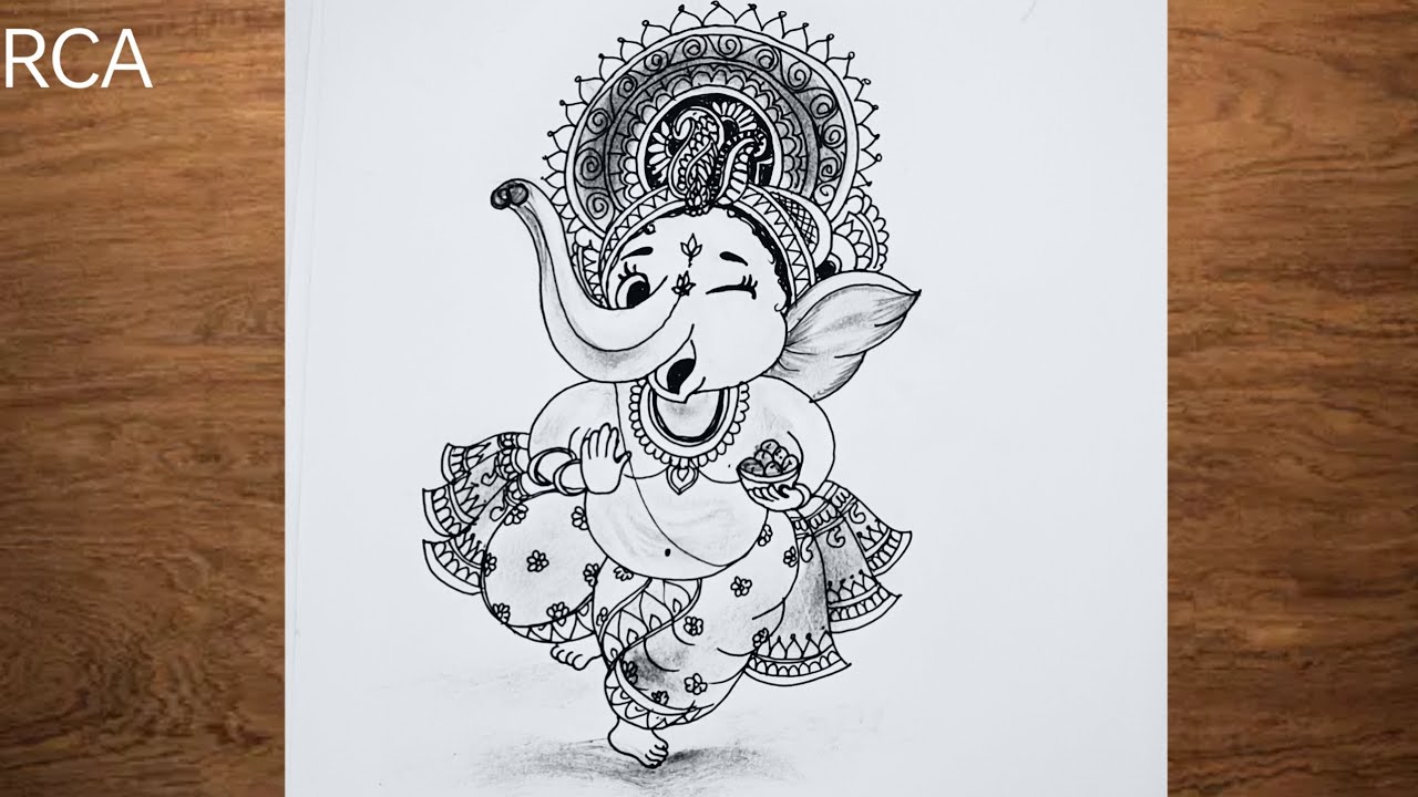 Ganesh ji Drawing Easy Step by step- Baal Ganesh Drawing l How to draw ...