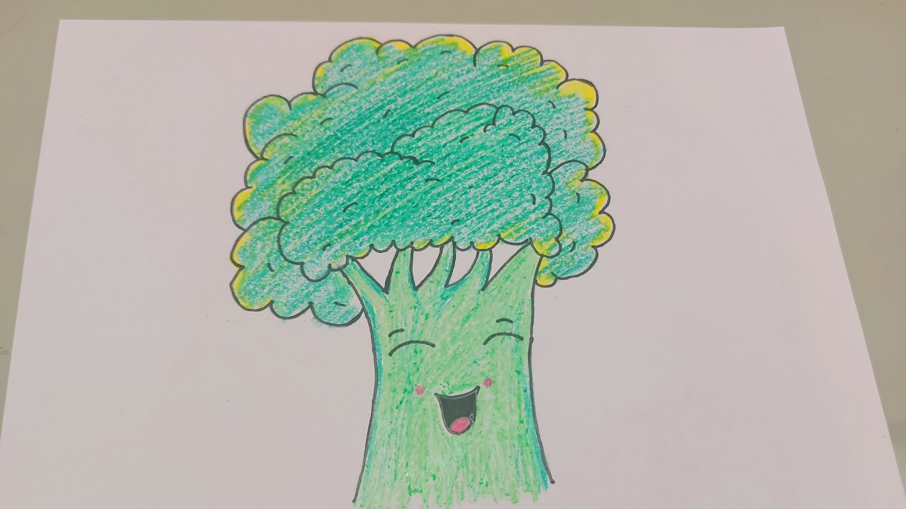 how to draw broccoli #easy drawing for kids#kawaii broccoli drawing# ...