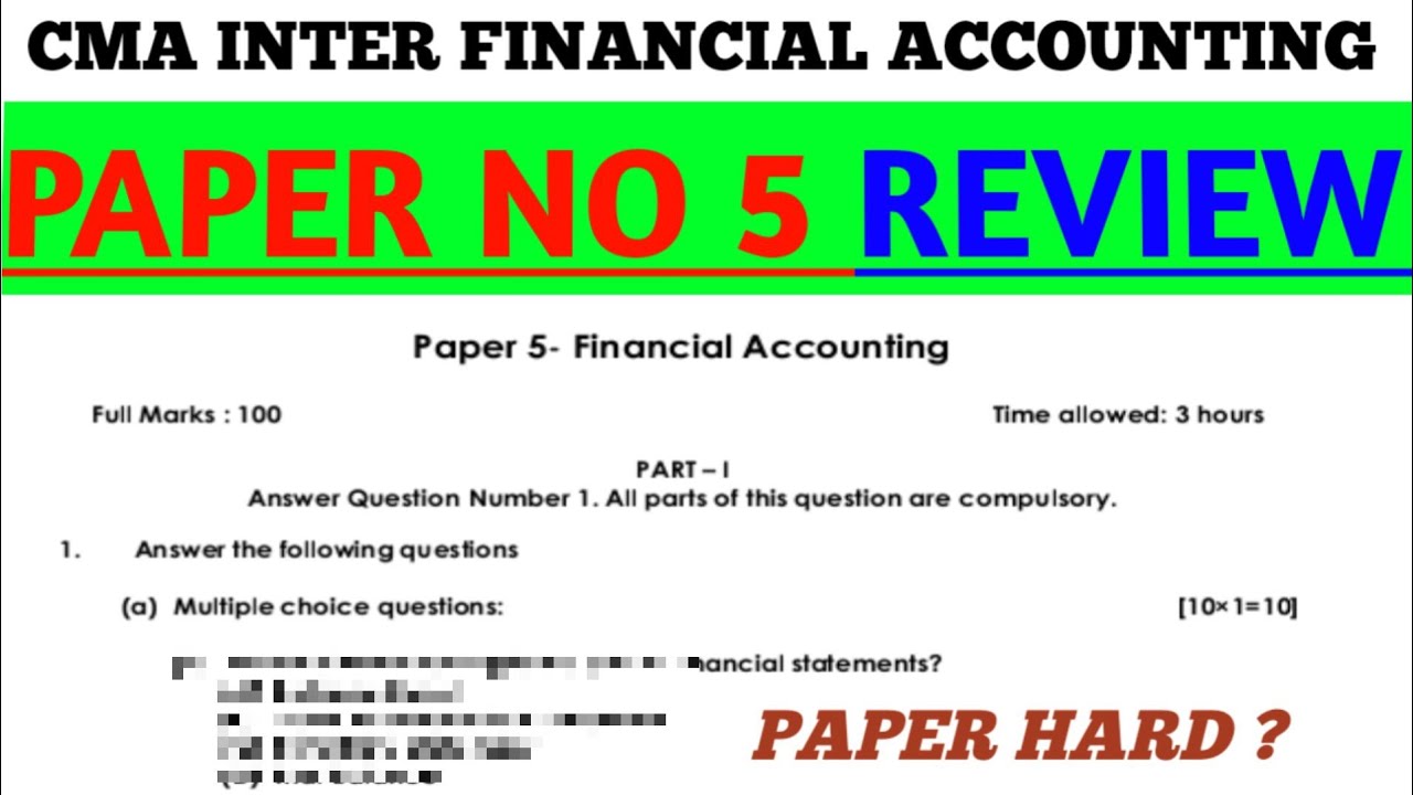 CMA Inter Paper No 5 Review || CMA Inter Exam January 2023 || CMA Inter ...