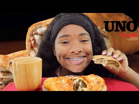 Steak & Cheese Calzone By UNO Review/Mukbang - YouTube