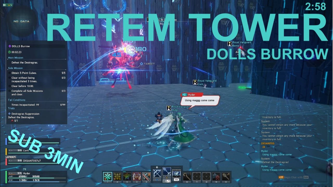 [PSO2 NGS] Retem Tower - DOLLS Burrow (2:58min 5 Star Clear) - YouTube