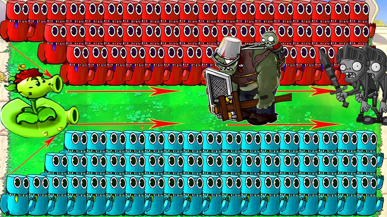 99999 x Pea On Battle Field | Plants vs Zombies Hybrid Plants Gameplay ...