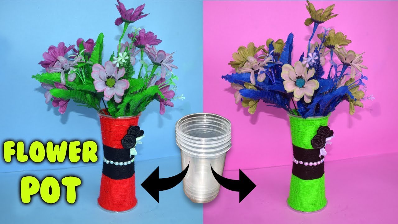 DIY | Origami Flower Pot Made by Disposable Plastic Glass | Best Out of ...