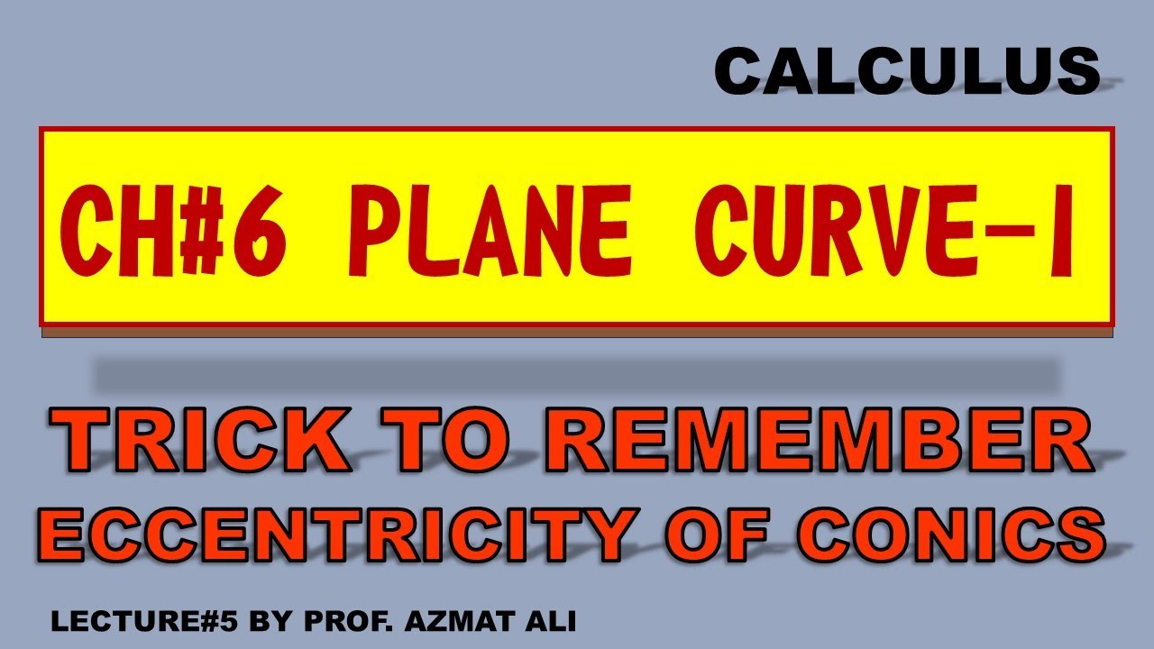 Lect#5 || Ch#6 Plane Curve-I ||Trick to Remember eccentricity of conics || Calculus||Math-103 ...