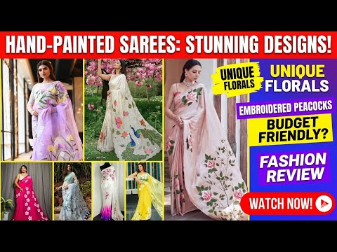 💫❤️Hand~painted saree design || Handpaint saree ideas✨|| Latest Gand paint saree🩷||#viral  #saree 