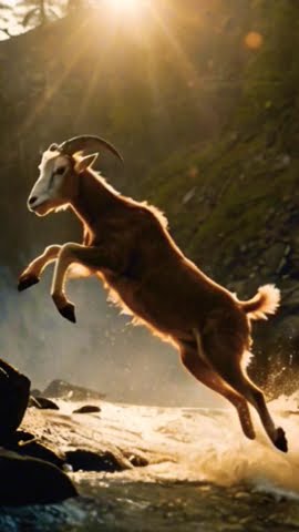 Goat jumping over the waterfall - YouTube