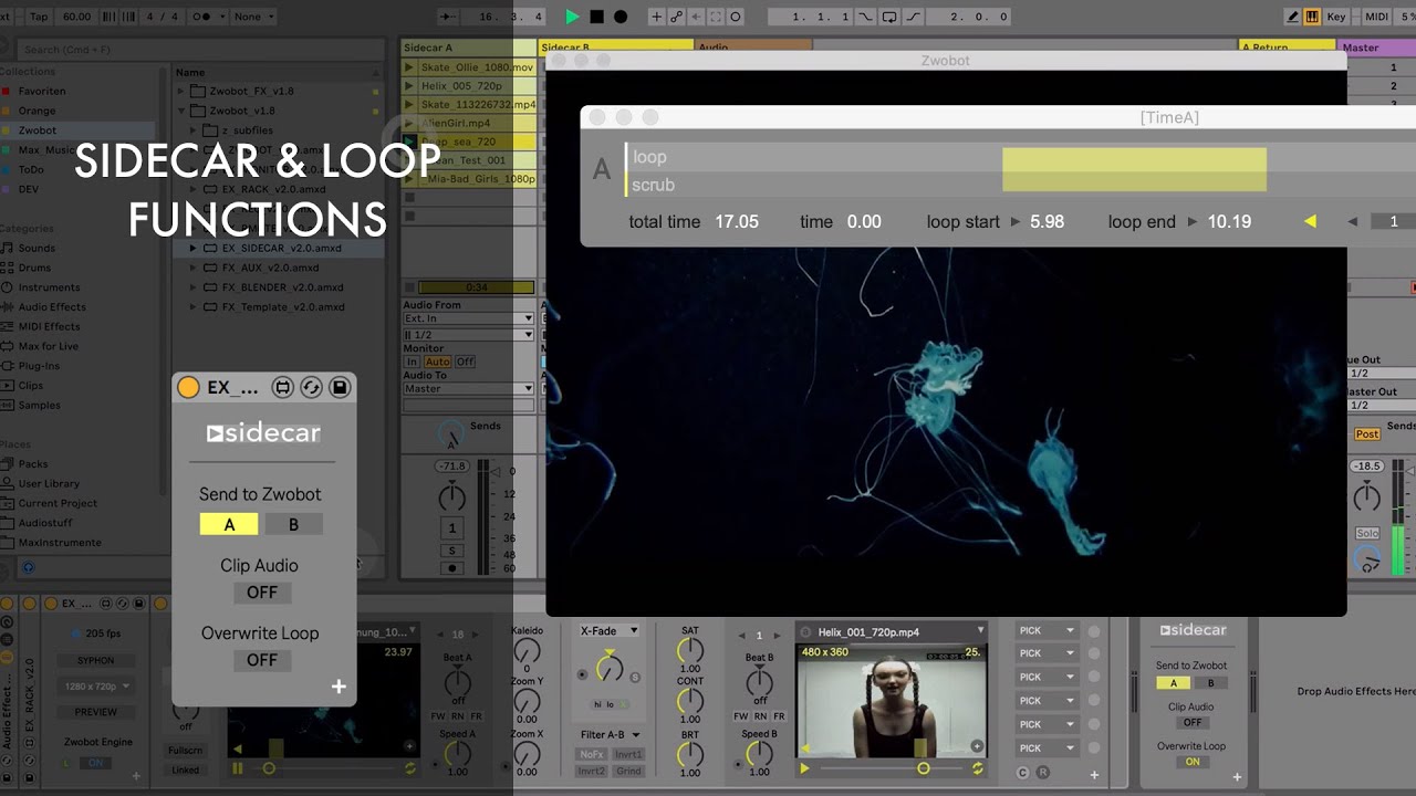 Zwobot Video for Ableton Live - Sidecar Module & Loop Functions - YouTube