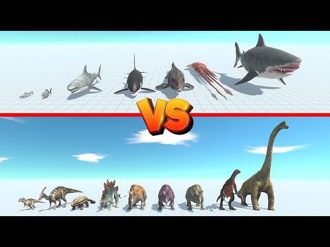Mutant Megalodon Team Vs Brachiosaurus Team - Animal Revolt Battle ...