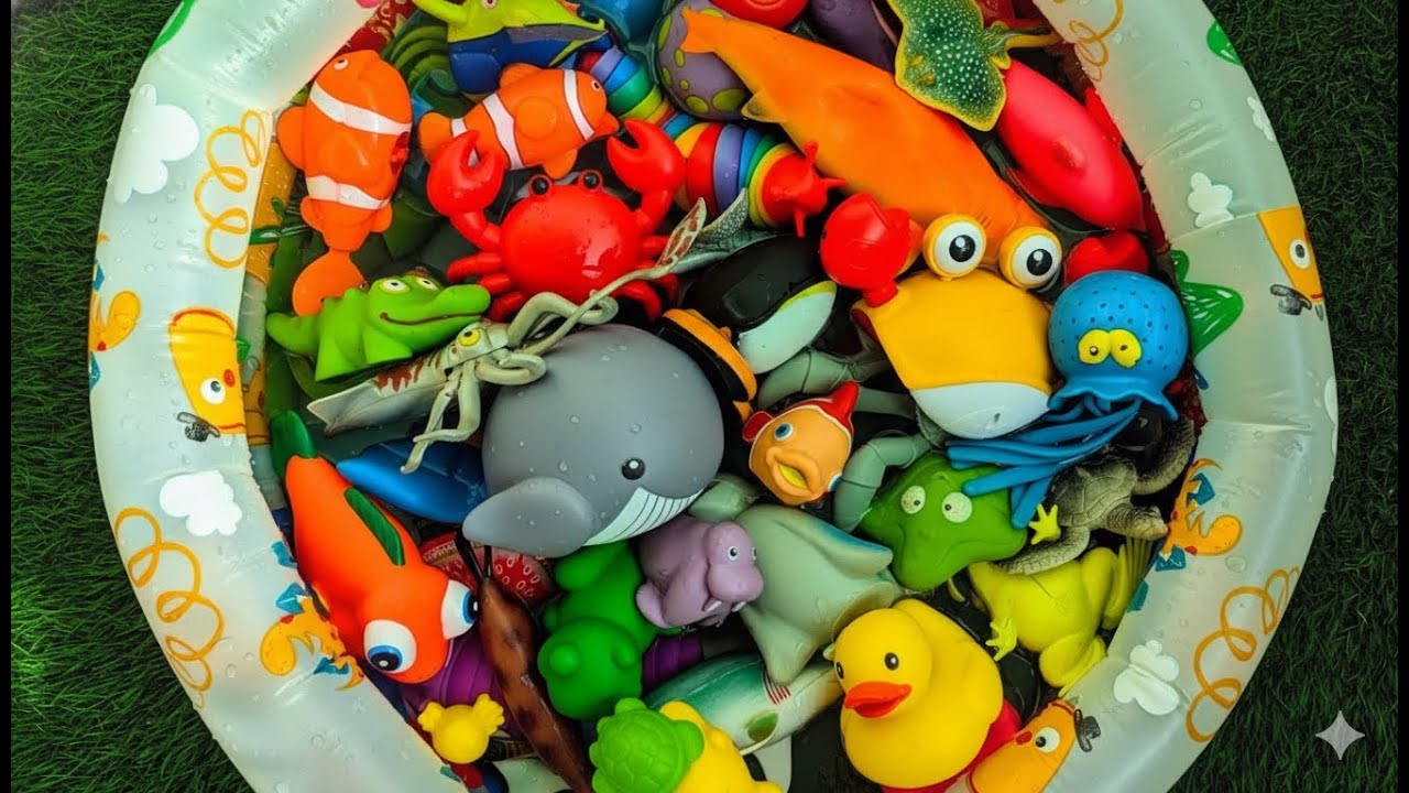 LEARN SEA ANIMAL NAMES AND FACTS WITH FUN TOYS| WATER ANIMAL VIDEOS FOR ...