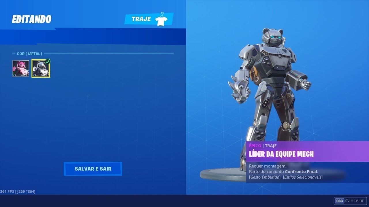 A SKIN "LÍDER DA EQUIPE MECH" GANHOU UM NOVO ESTILO DE METAL! (Fortnite ...