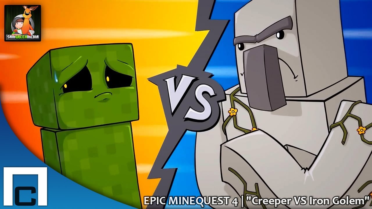 Sam Green - EPIC MINEQUEST 4 | "Creeper VS Iron Golem" (Русские ...