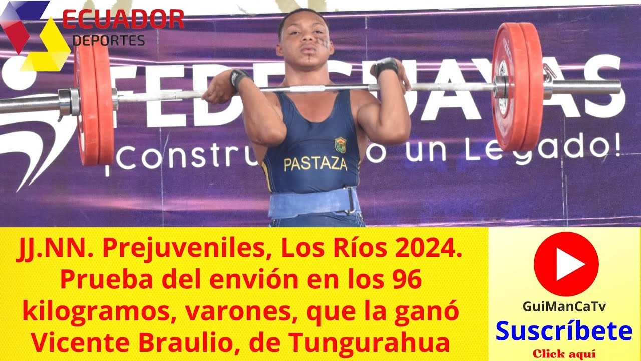 JJNN Prejuveniles, parte final del envión en los 96 Kg de las pesas, en ...