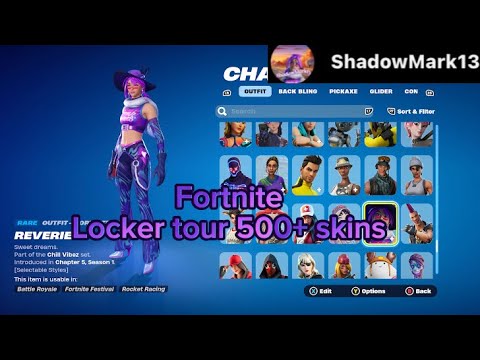 Fortnite locker tour, 500+ skins!! - YouTube