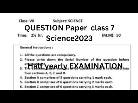 Questions PAPER Science class 7 2023 NCERT |CBSE |Half yearly - YouTube