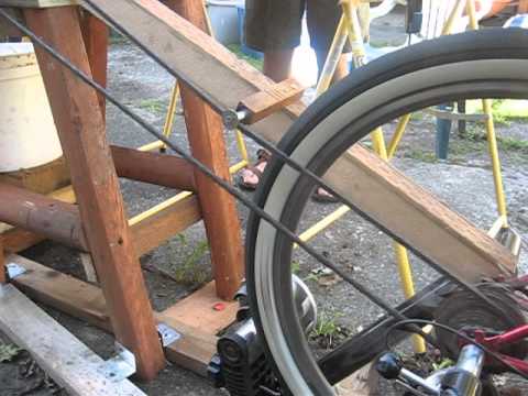 Home made bicycle powered apple grinder - YouTube
