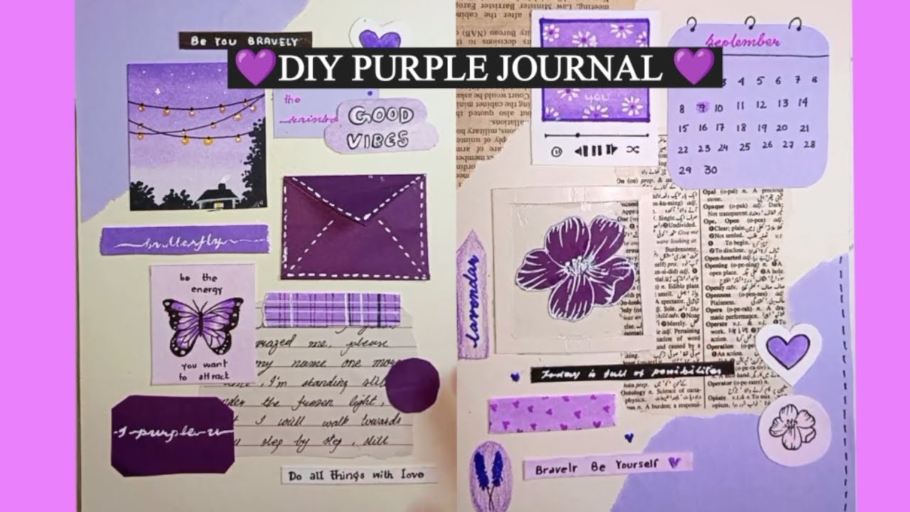 DIY PURPLE JOURNAL WITH HOMEMADE SUPPLIES💜+ PURPLE BOOKMARK🩷 Journal ...
