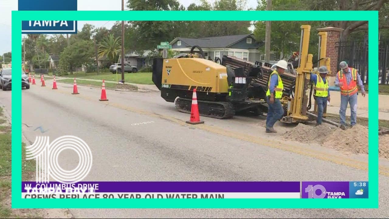 Construction underway to replace 80-year-old water main in Tampa - YouTube