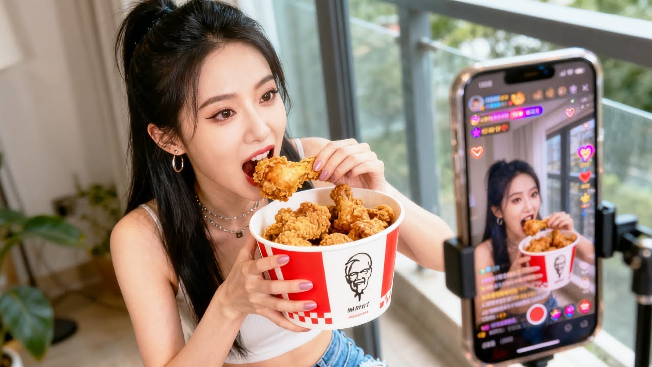【Full】The live streamer overate, but all the food ended up in ...
