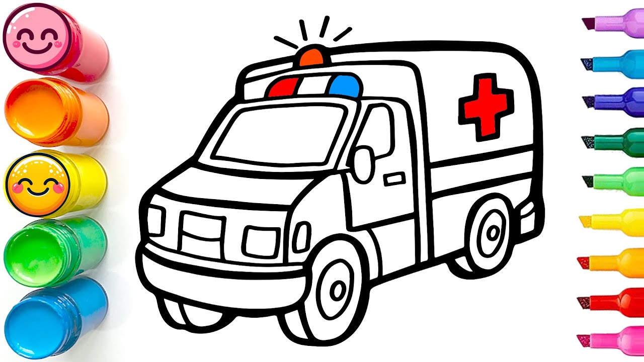 How to Draw a Colorful Ambulance | Step by Step Drawing Tutorial - YouTube